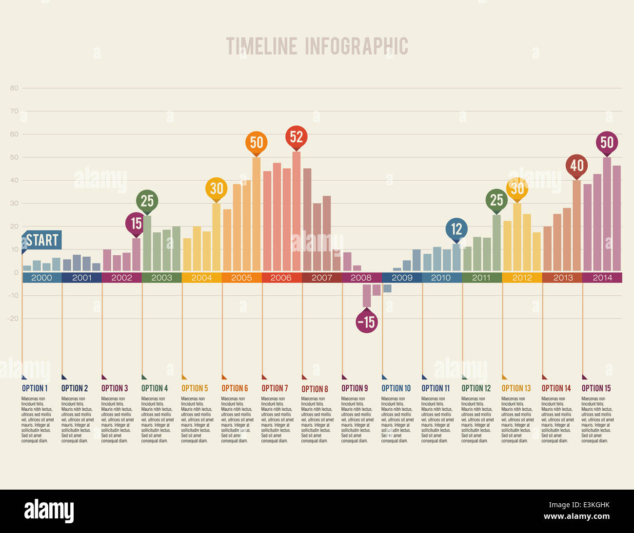Timeline infographics growth, flat design template Stock Photo - Alamy