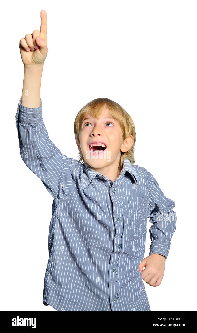 isolated child boy pointing finger Stock Photo - Alamy