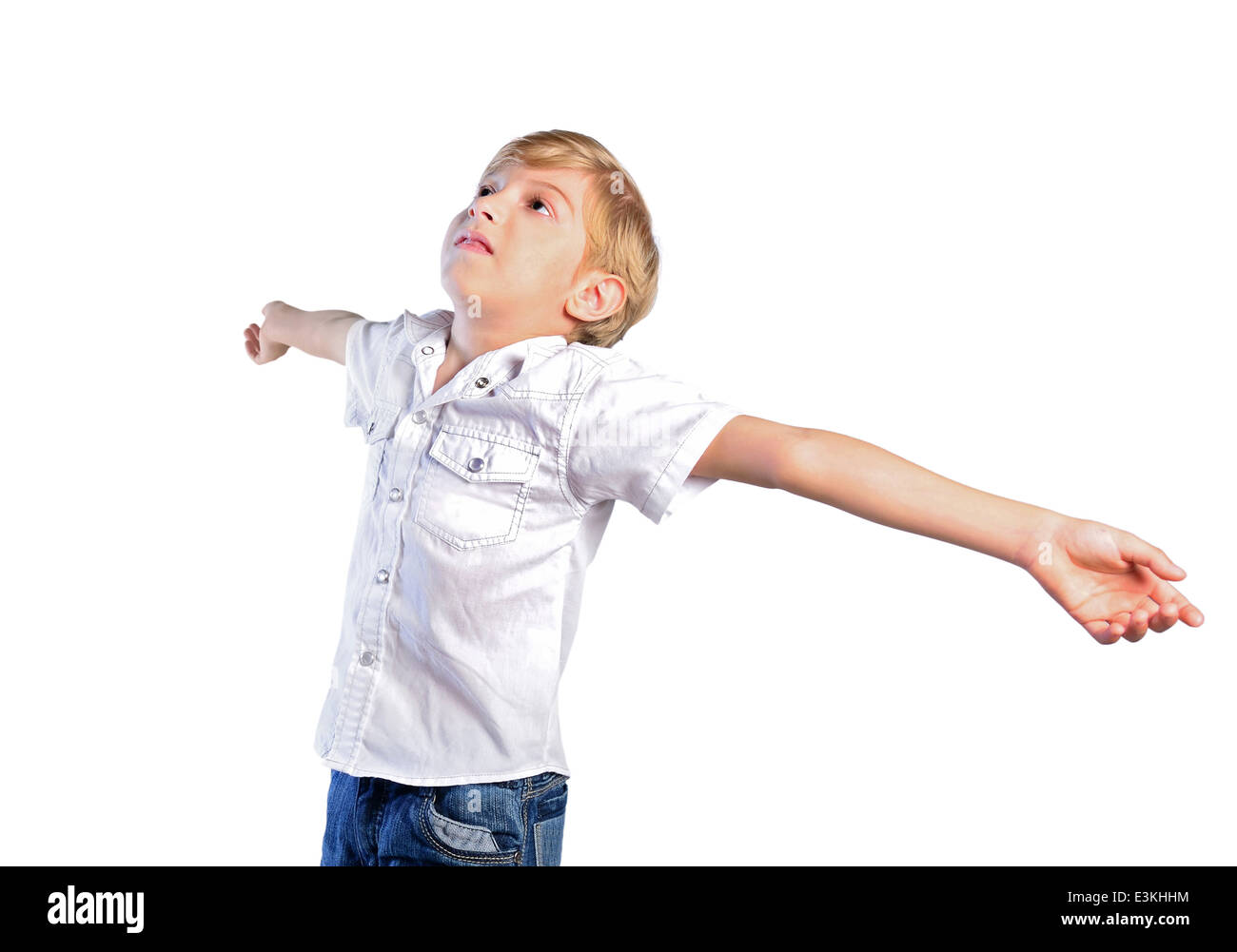 isolated child boy freedom relaxed Stock Photo - Alamy