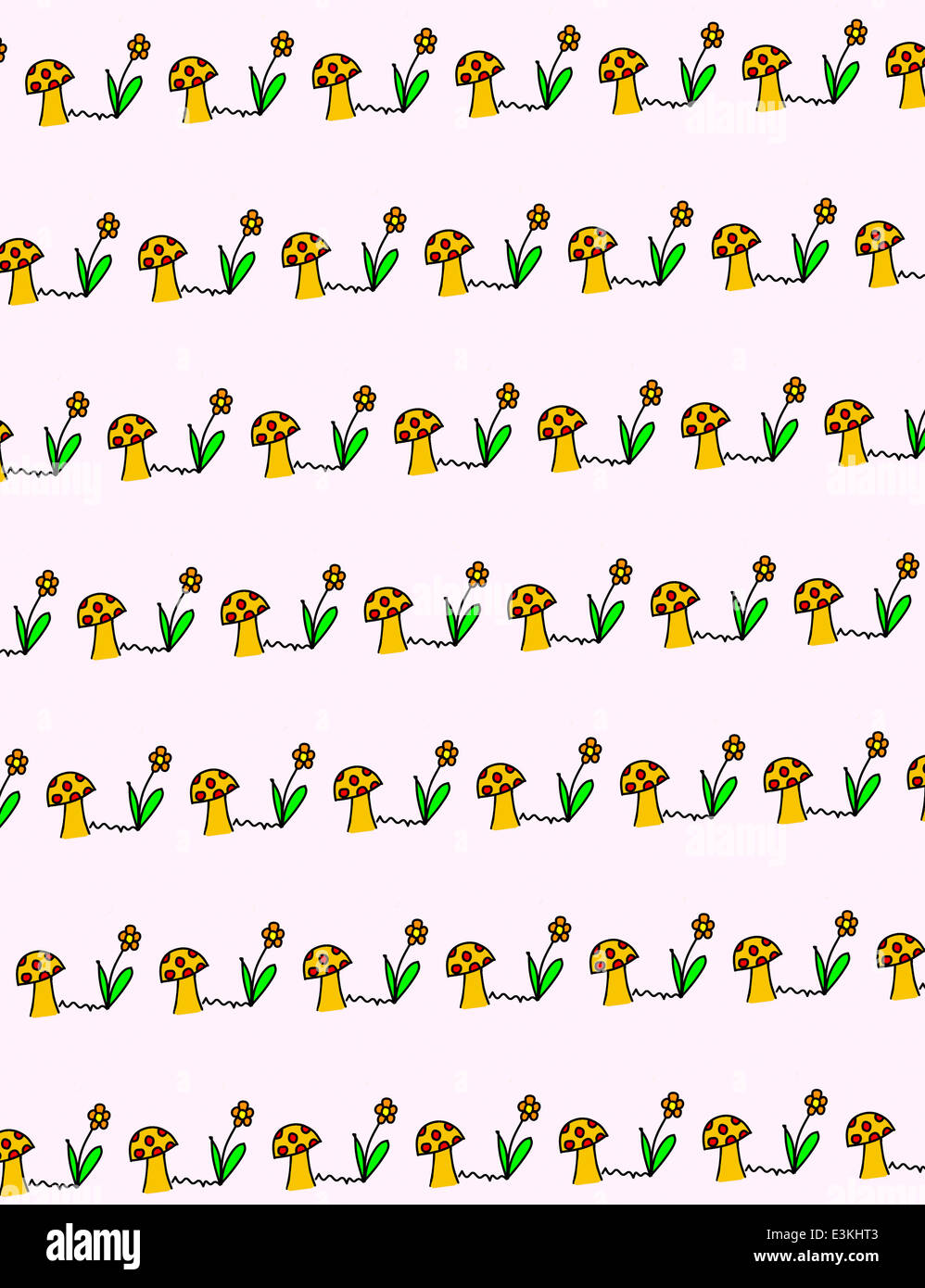 Illustration of symmetrical toadstool patterned wallpaper Stock Photo ...