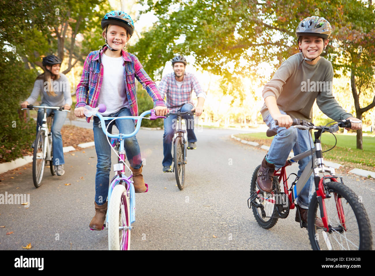 Family On Cycle Ride In Countryside Stock Photo - Alamy