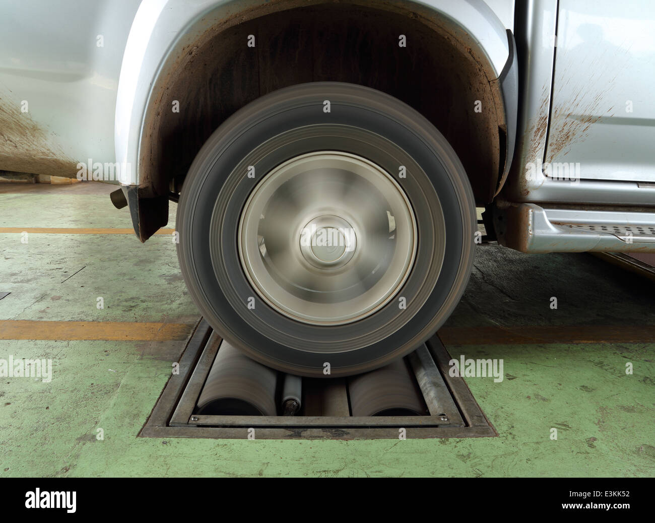 Brake testing car rear wheel hi-res stock photography and images - Alamy