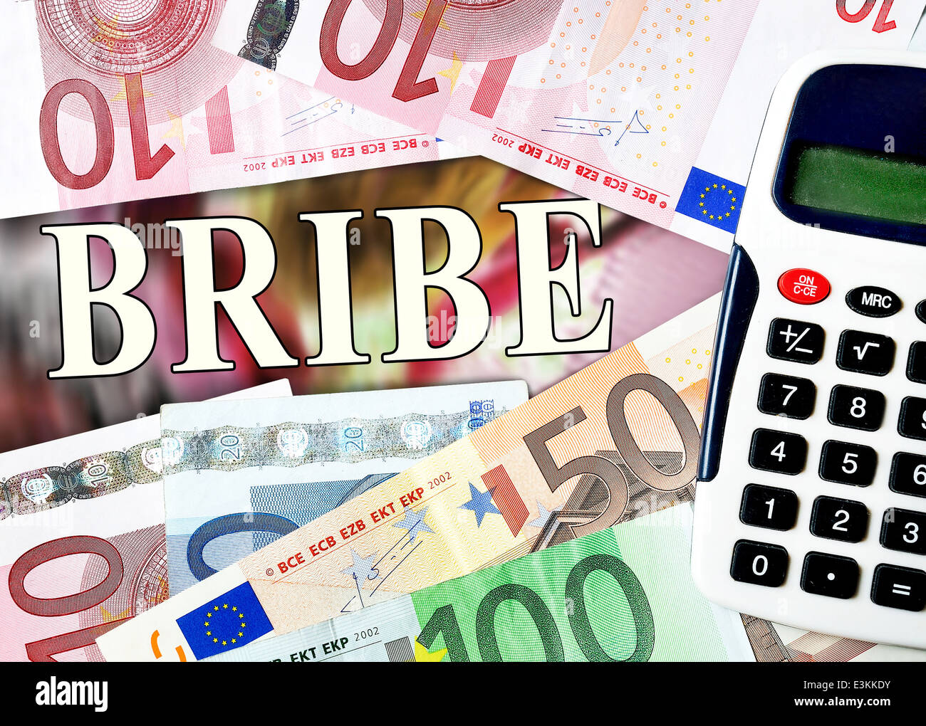 Bribe word with money background Stock Photo - Alamy