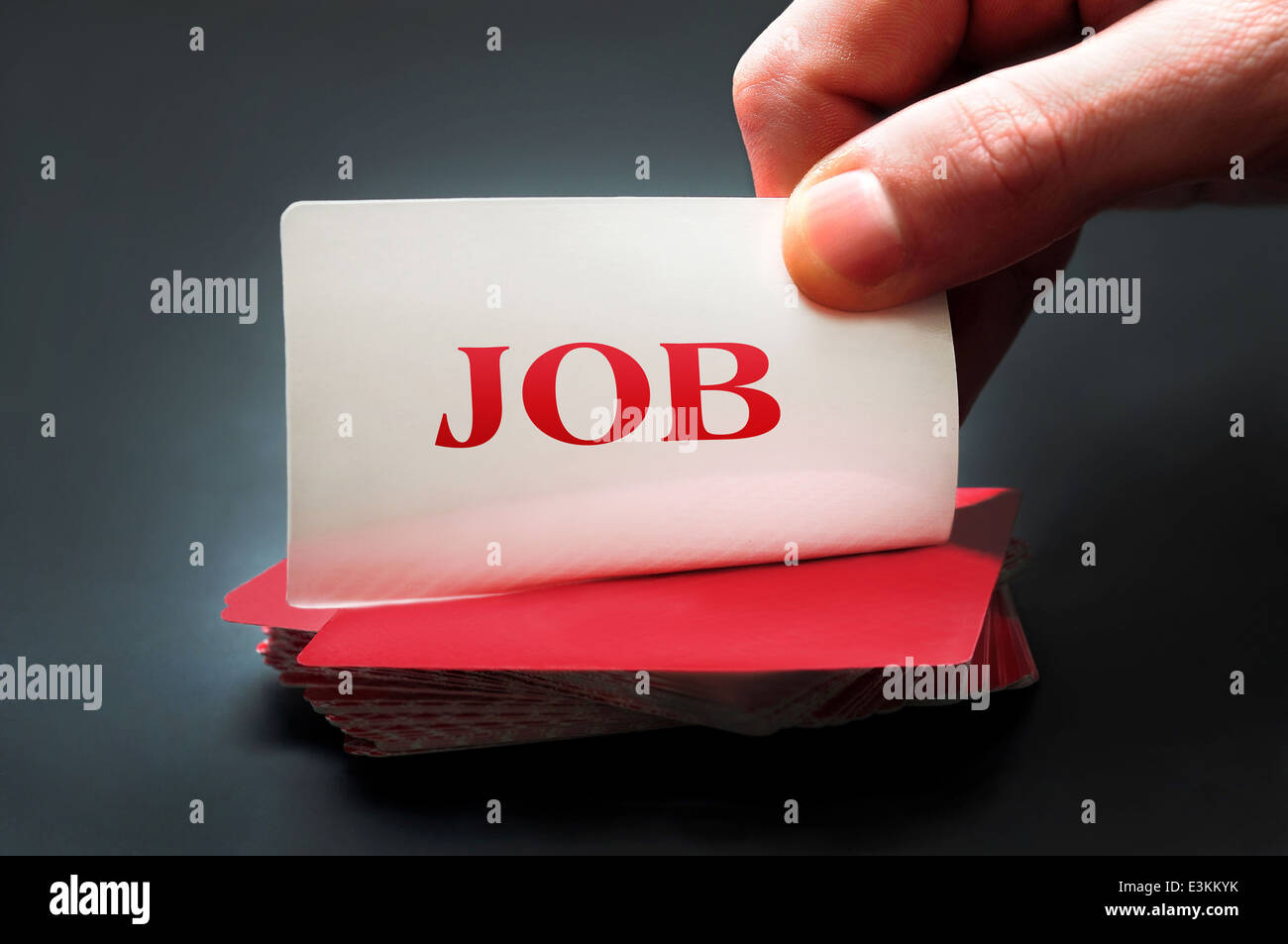 Job card on black table Stock Photo - Alamy