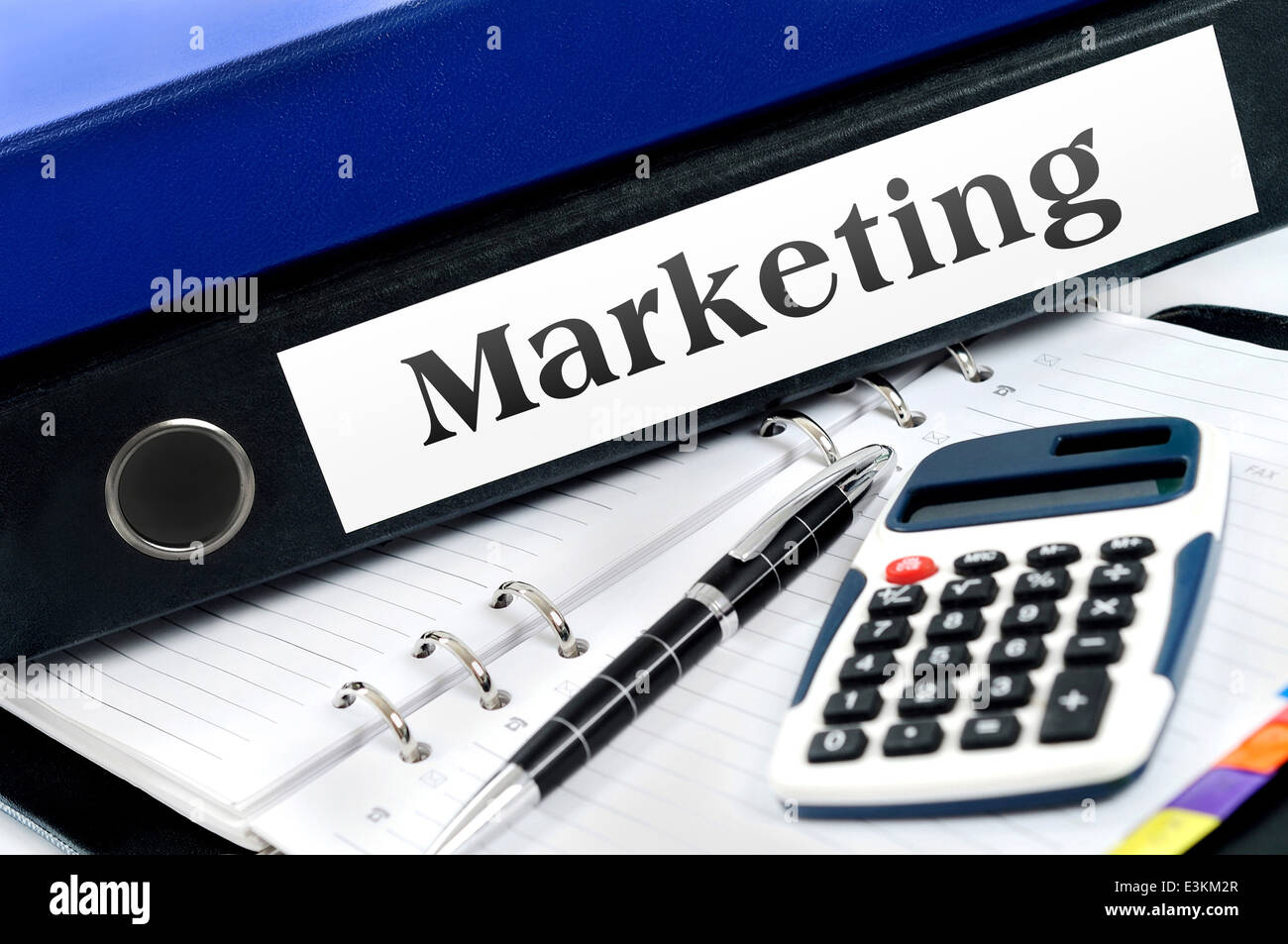 Marketing folder with office tools Stock Photo - Alamy