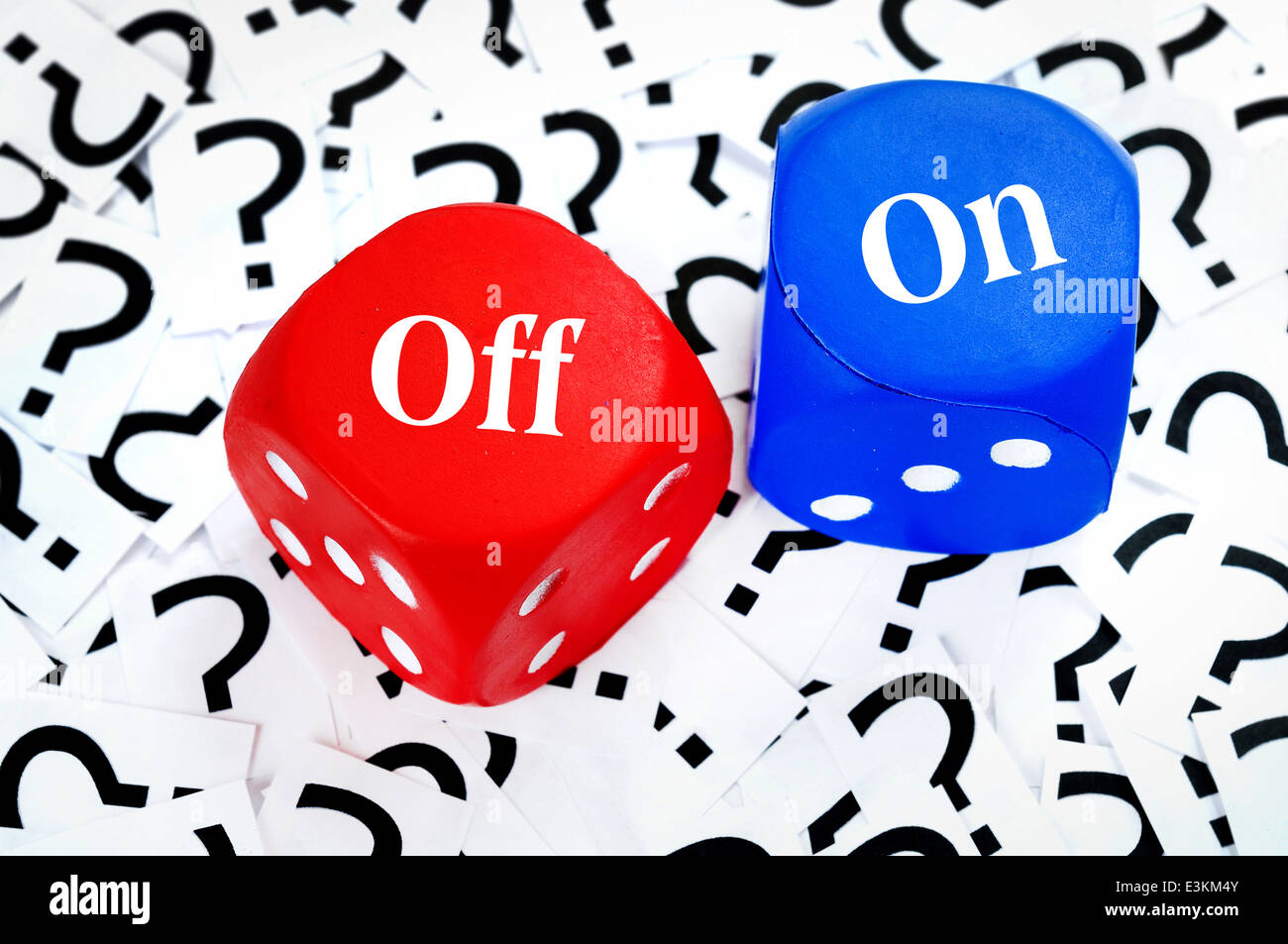 Off or On word on question mark background Stock Photo - Alamy