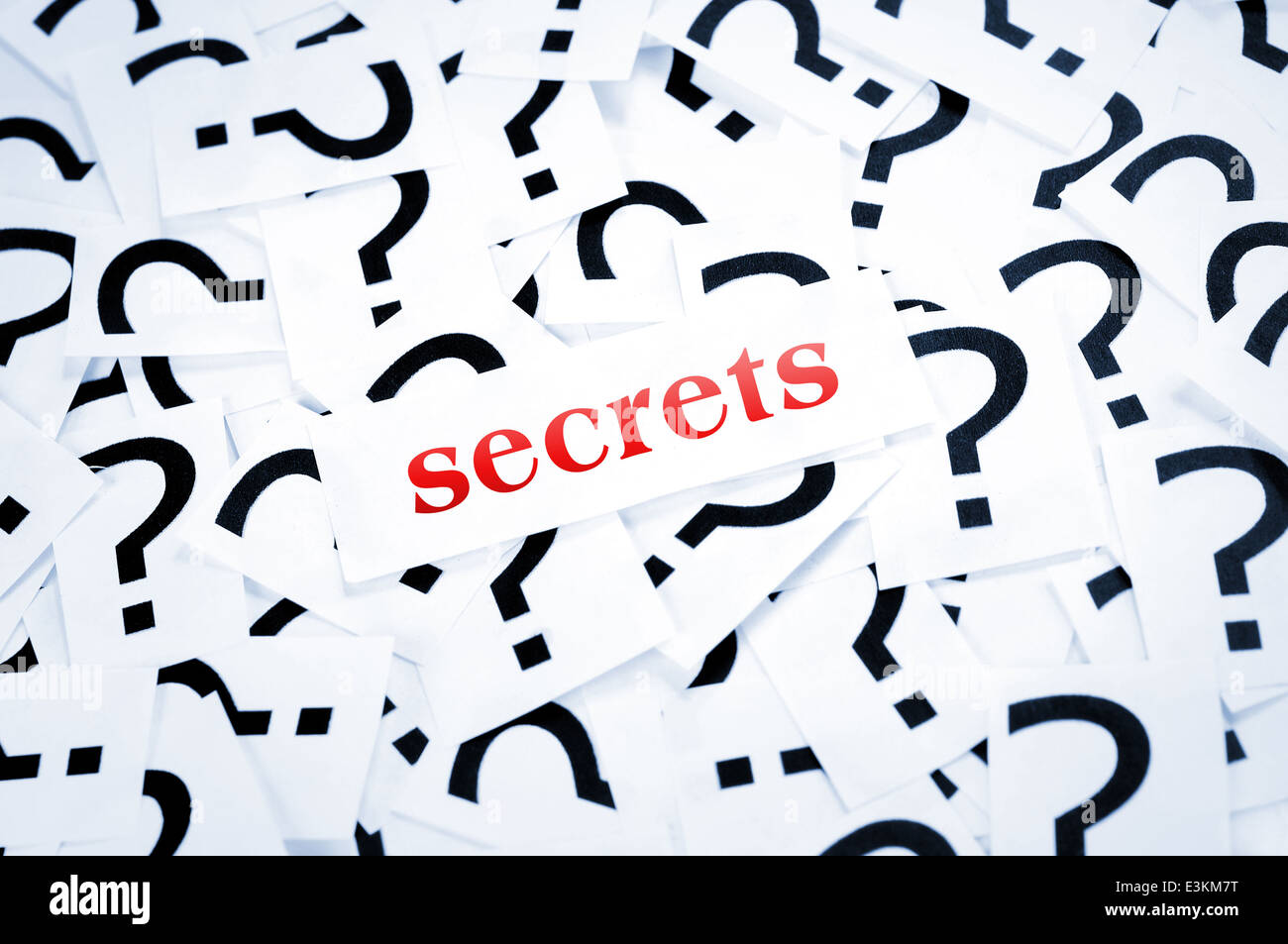 Secrets word on question mark background Stock Photo - Alamy