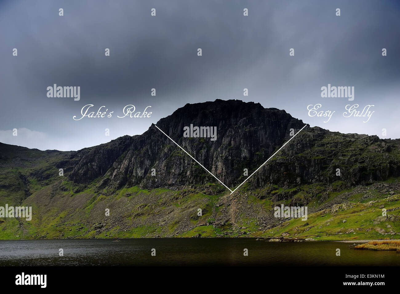 Climbing Routes of Pavey Ark Stock Photo - Alamy