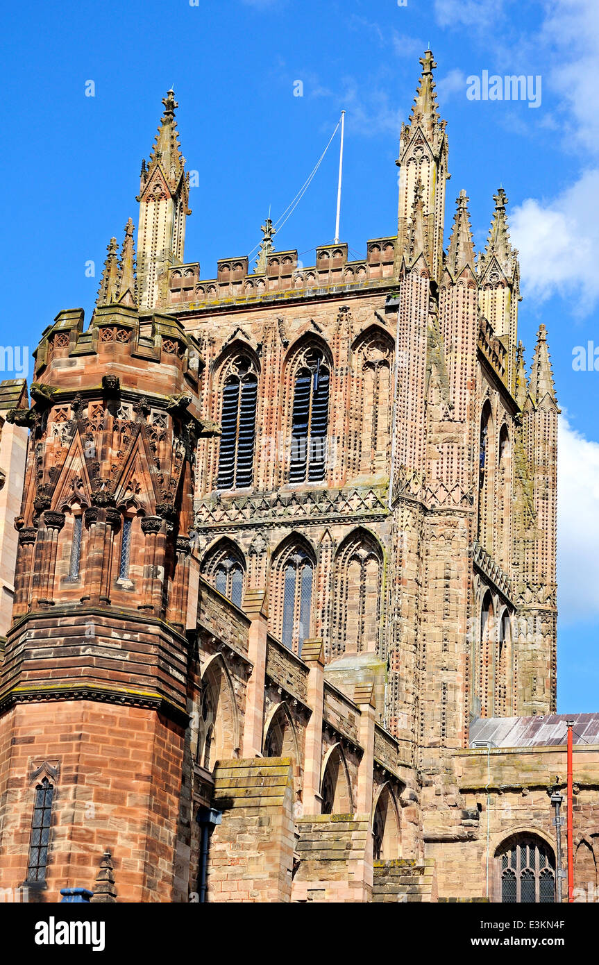 Front view of the Cathedral, Hereford, Herefordshire, England, UK ...