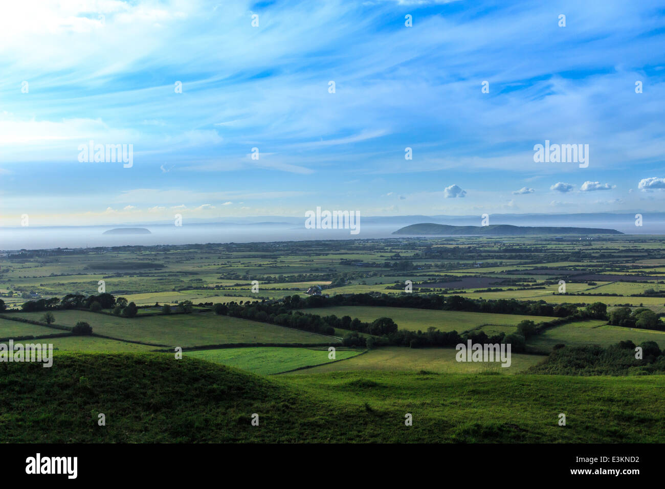 View from Brent Knoll Hill in Somerset on a warm summers evening Stock ...