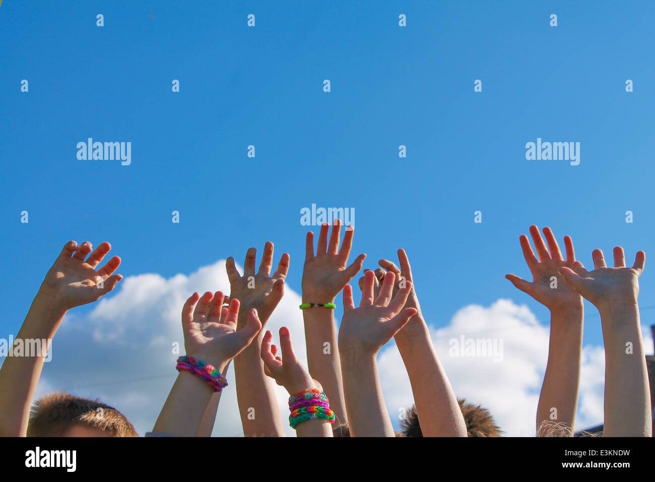 Hands raised crowd hi-res stock photography and images - Alamy