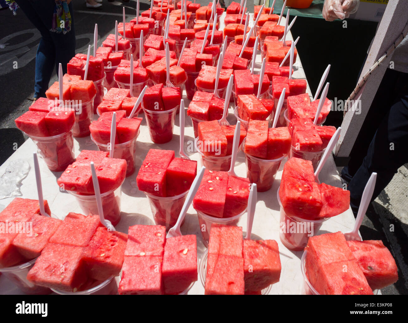 Slices of cold watermelon at a street fair in the Greenwich Village ...