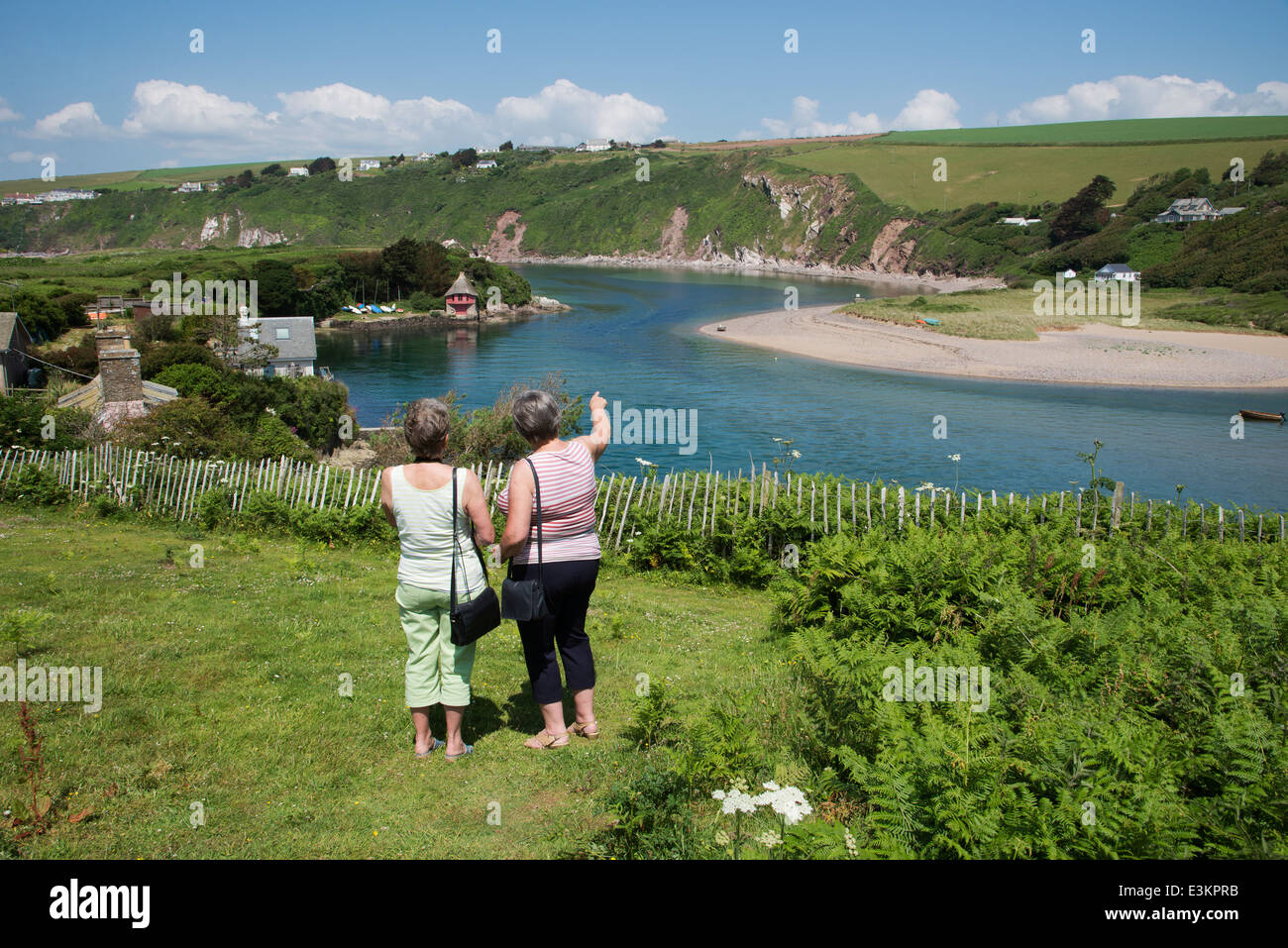 The River Avon at Bantham South Devon England UK Tourists admire the ...