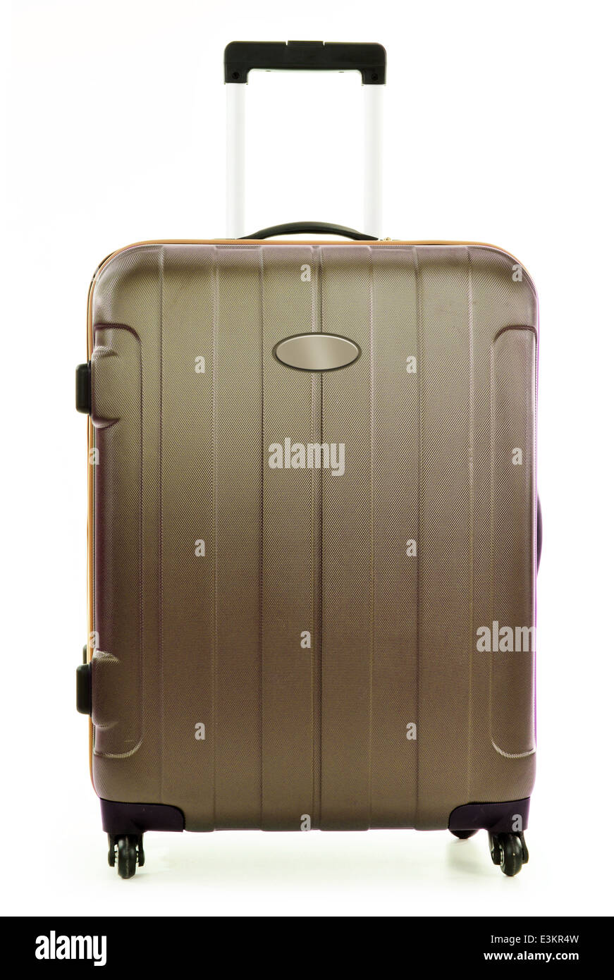 Plastic suitcase isolated on white background Stock Photo - Alamy
