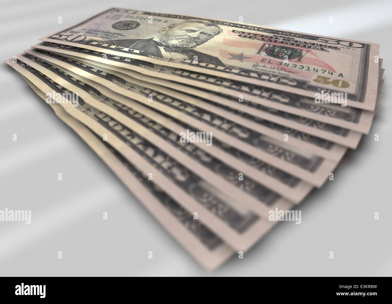 Many dollar notes. Computer graphics / Renderer Stock Photo - Alamy