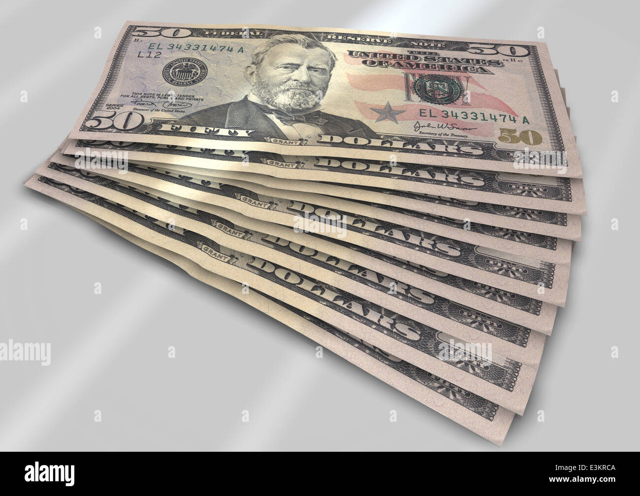 Many dollar notes. Computer graphics / Renderer Stock Photo - Alamy
