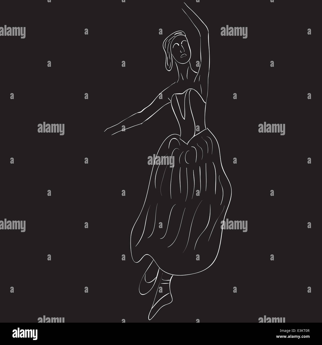 Simple outline vector silhouette dancing girl ballerina Stock Photo - Alamy
