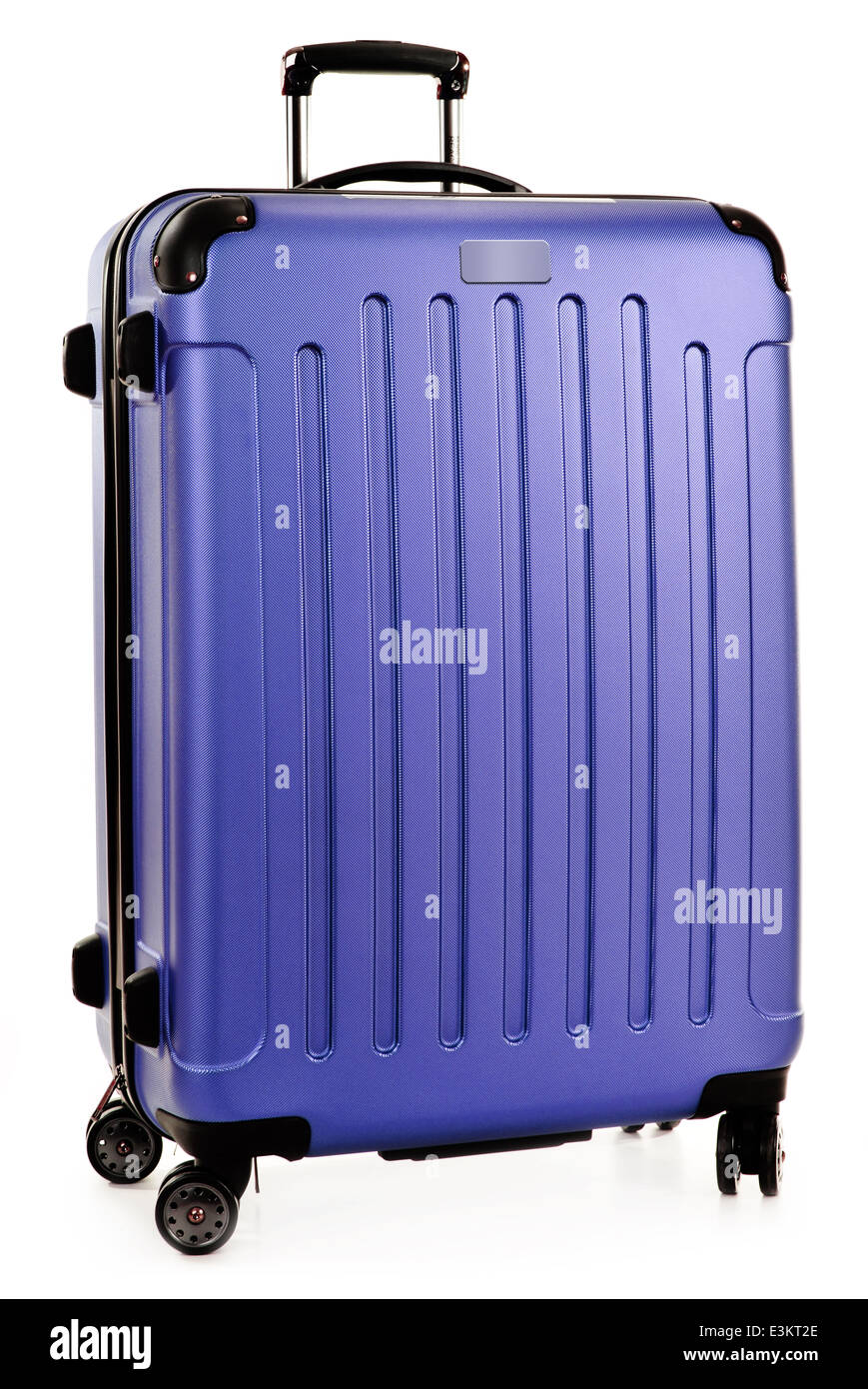 Plastic suitcase isolated on white background Stock Photo - Alamy