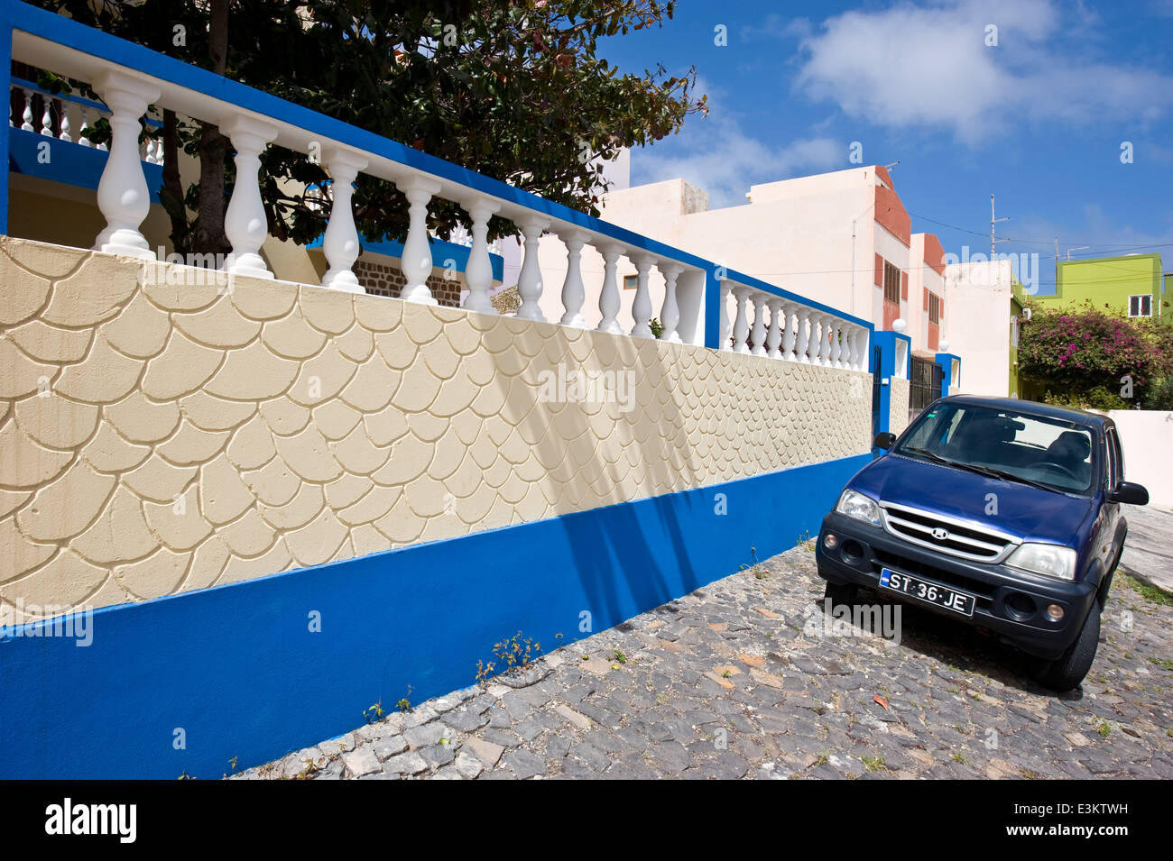 A street view, Mindelo, the only town on Sao Vicente Island, Cape Verde ...