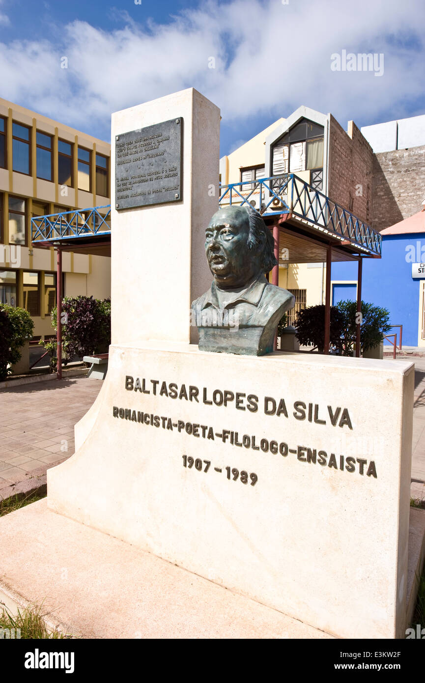 A bust of Baltasar Lopes da Silva in Mindelo, Sao Vicente Island, Cape ...
