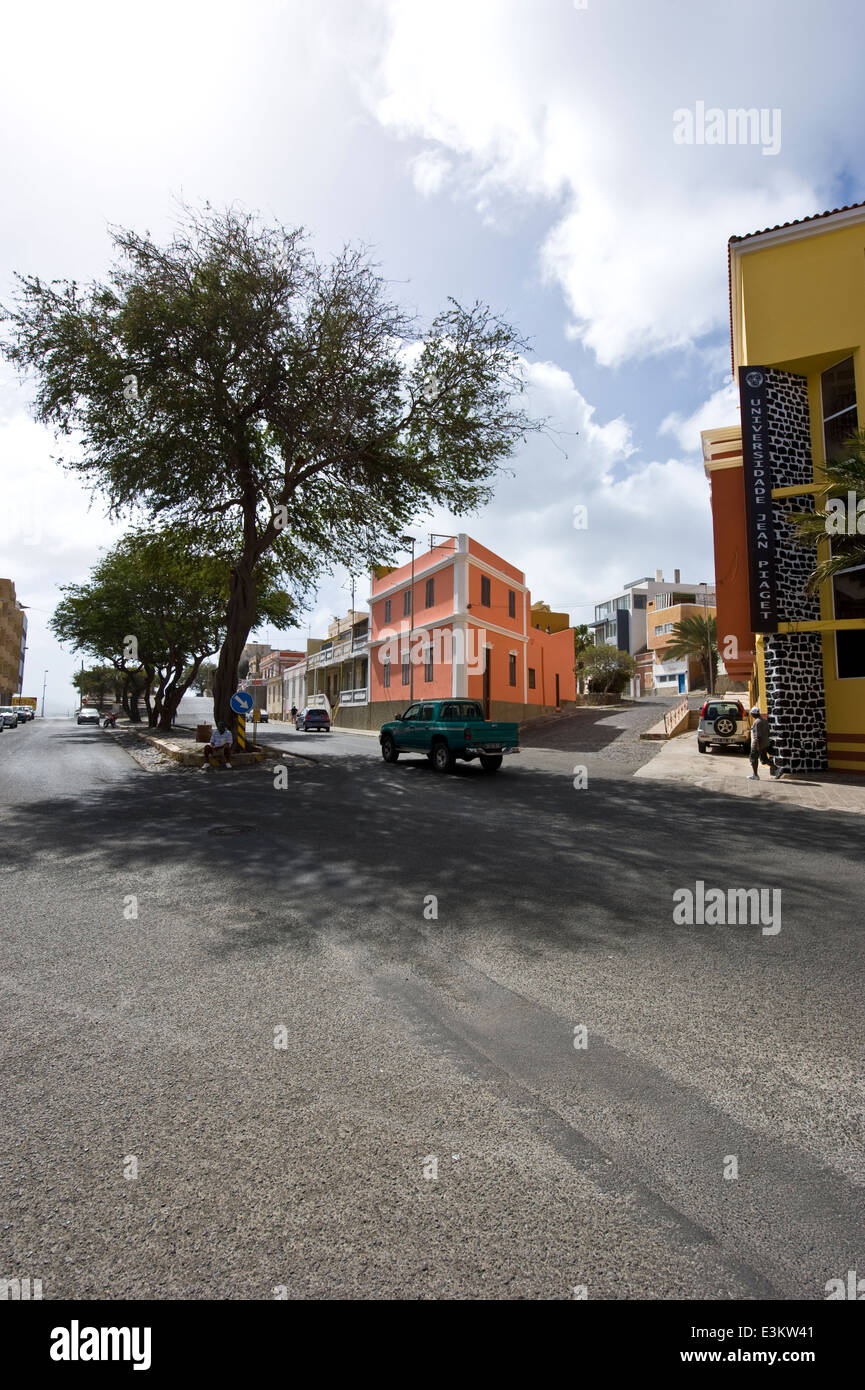 A street scene in Mindelo, Sao Vicente Island, Cape Verde Stock Photo ...