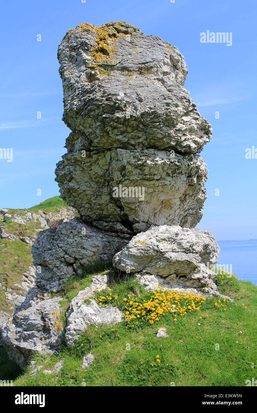 Spectacular location at Kinbane Head on the Causeway coast in Northern ...