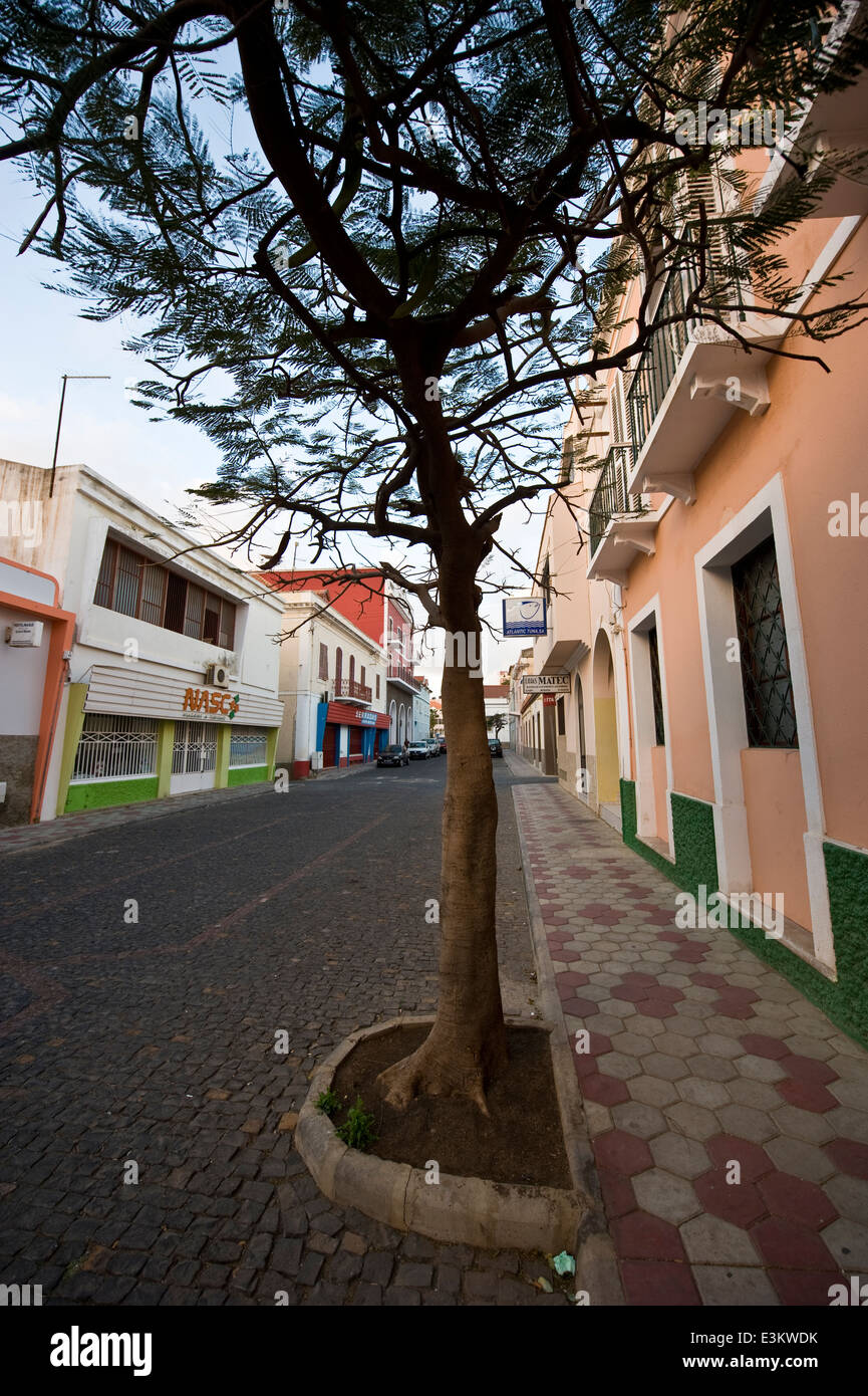 A street scene in Mindelo, Sao Vicente Island, Cape Verde Stock Photo ...