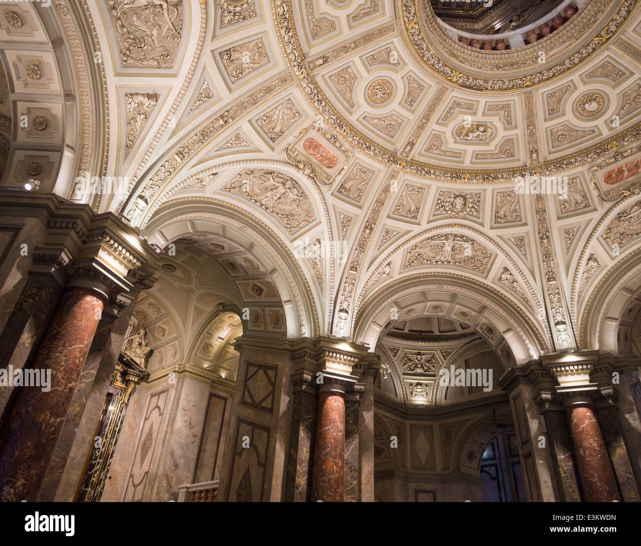 Decorated Ceiling and columns at the Museum Entrance. Famous painter's ...