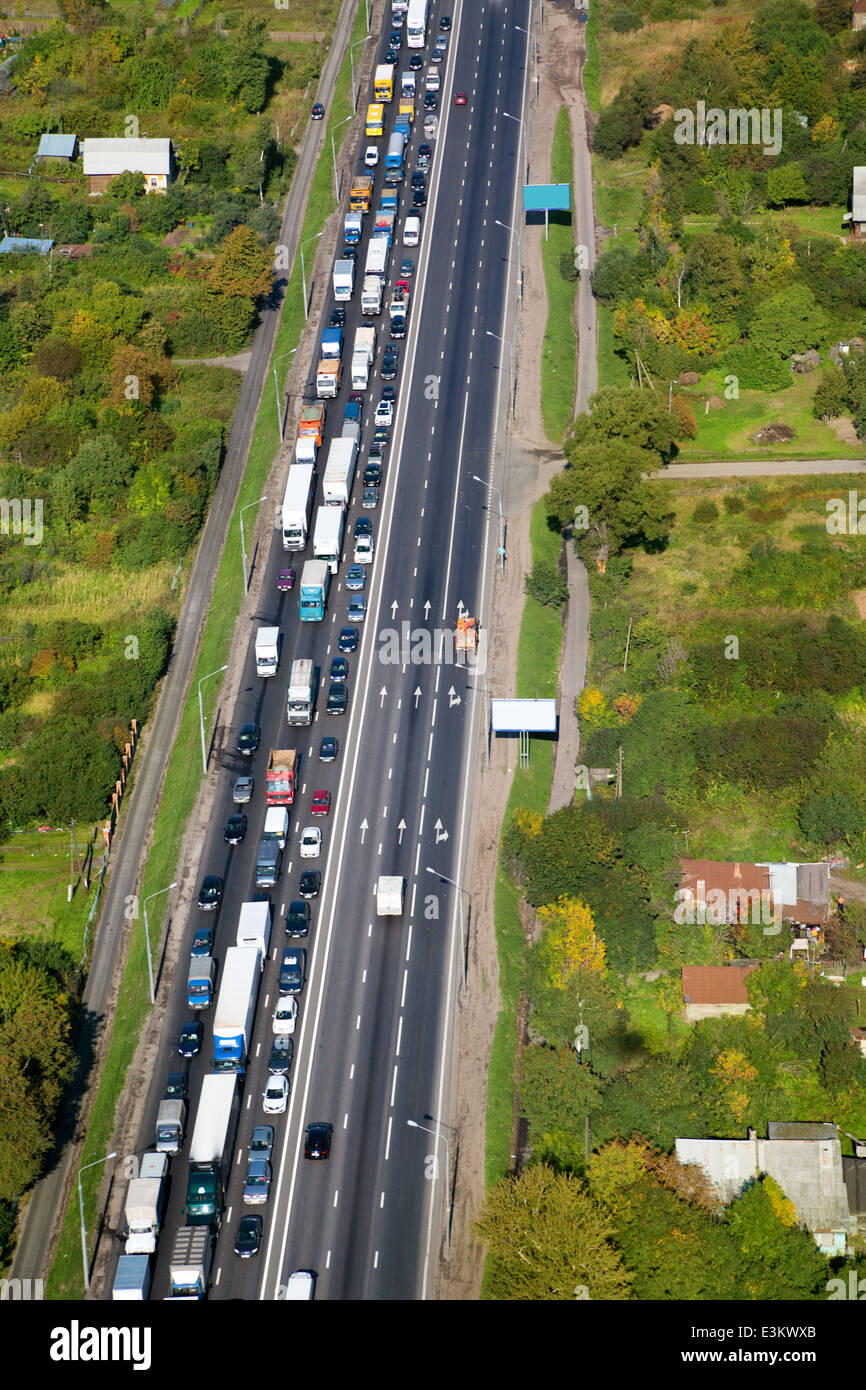 Aerial view of highway interchange in Moscow city, Russia Stock Photo ...