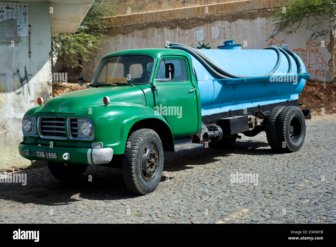 Water transporting vehicles in Mindelo, Sao Vicente Island, Cape Verde ...