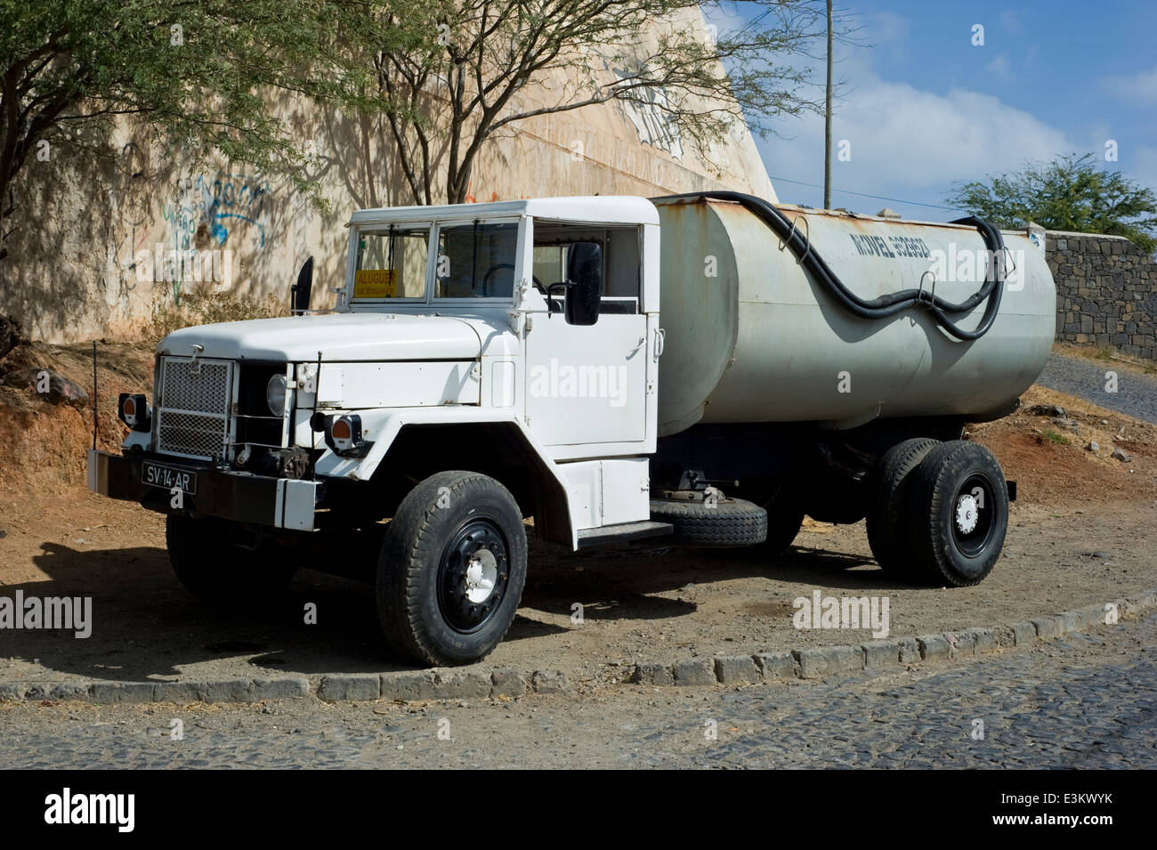 Water transporting vehicles in Mindelo, Sao Vicente Island, Cape Verde ...