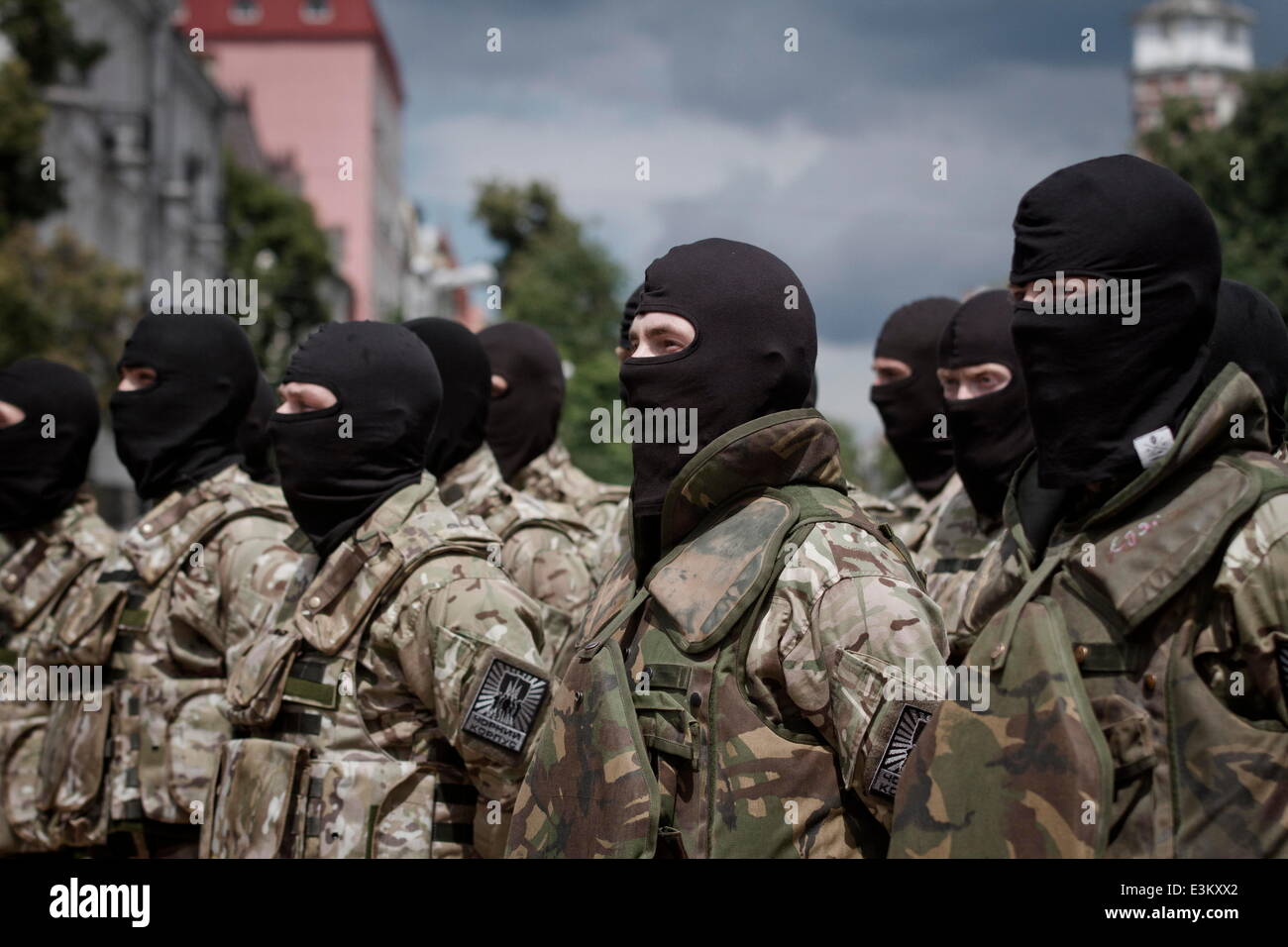 Kiev, Ukraine. 23rd June, 2014. Soldiers of Azov battalion swear in ...