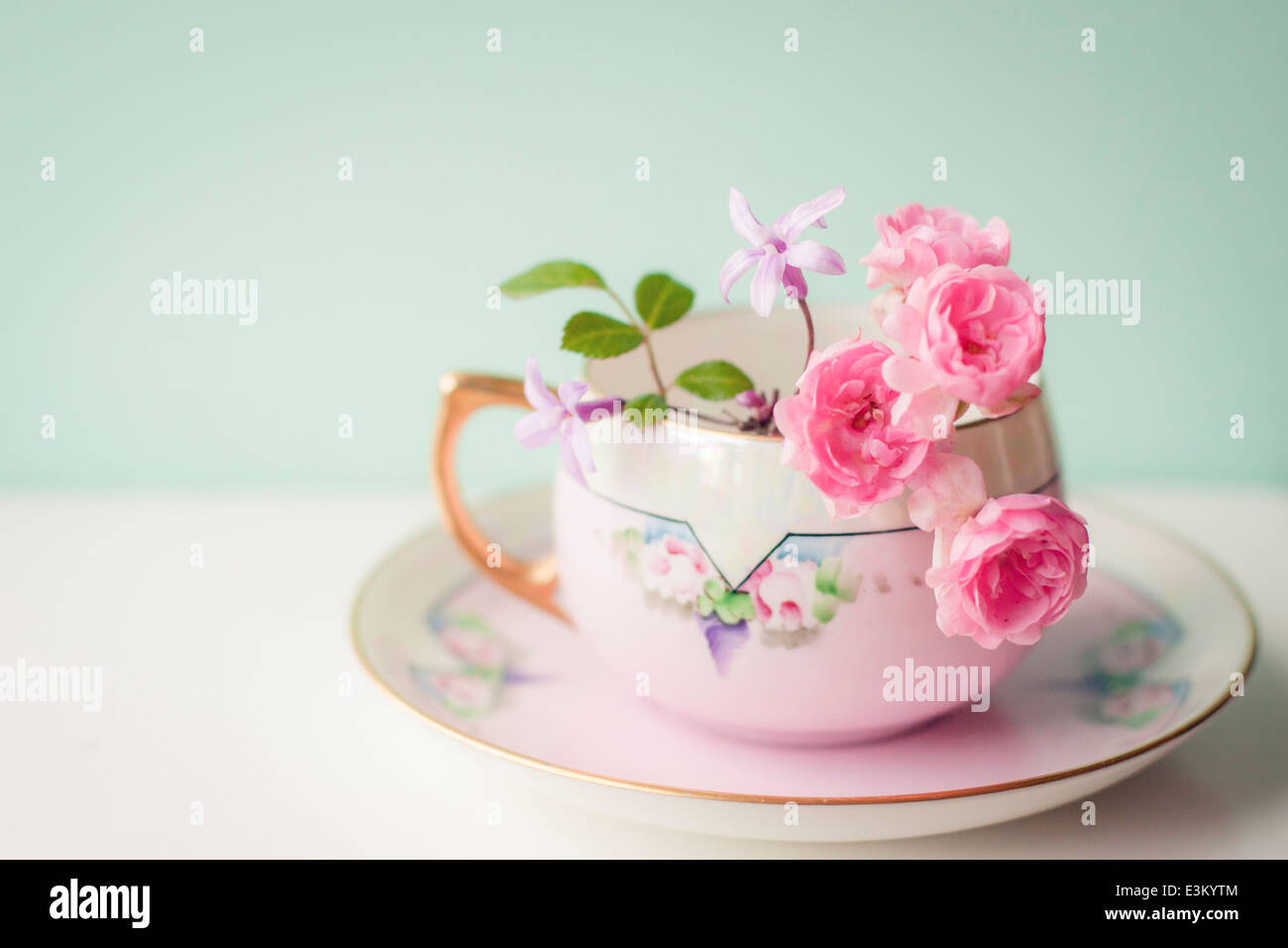 Picture of teacup with flowers inside Stock Photo - Alamy