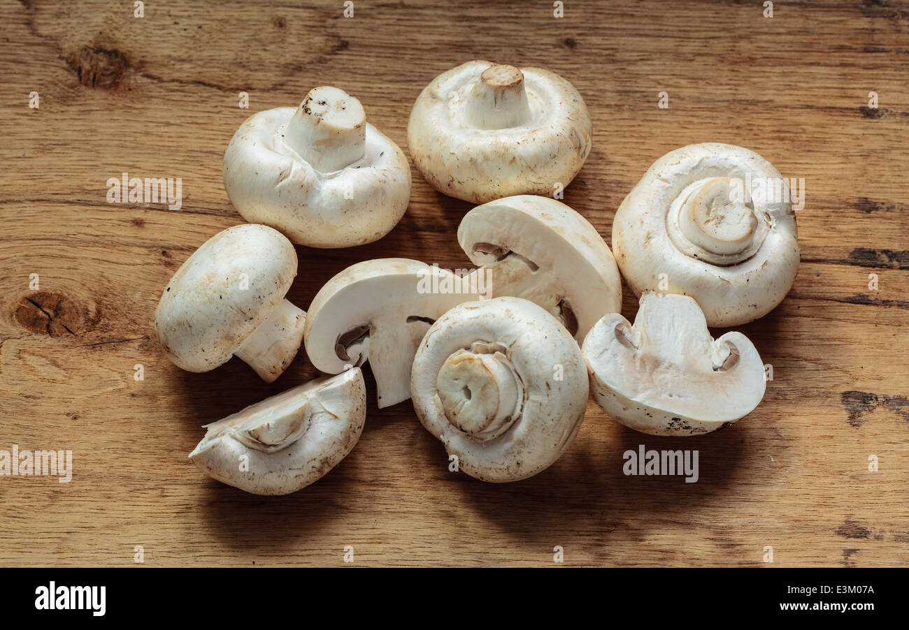 Food. Fresh white mushrooms champigonons Stock Photo - Alamy