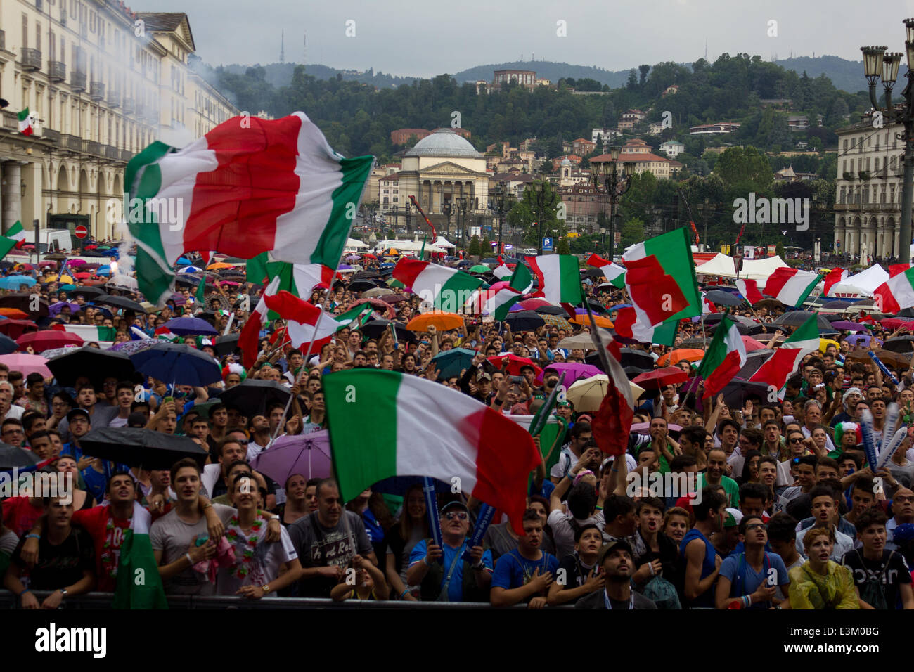 Turin, Itlay. 24th June, 2014. The Italian fans ready to cheer Italy ...