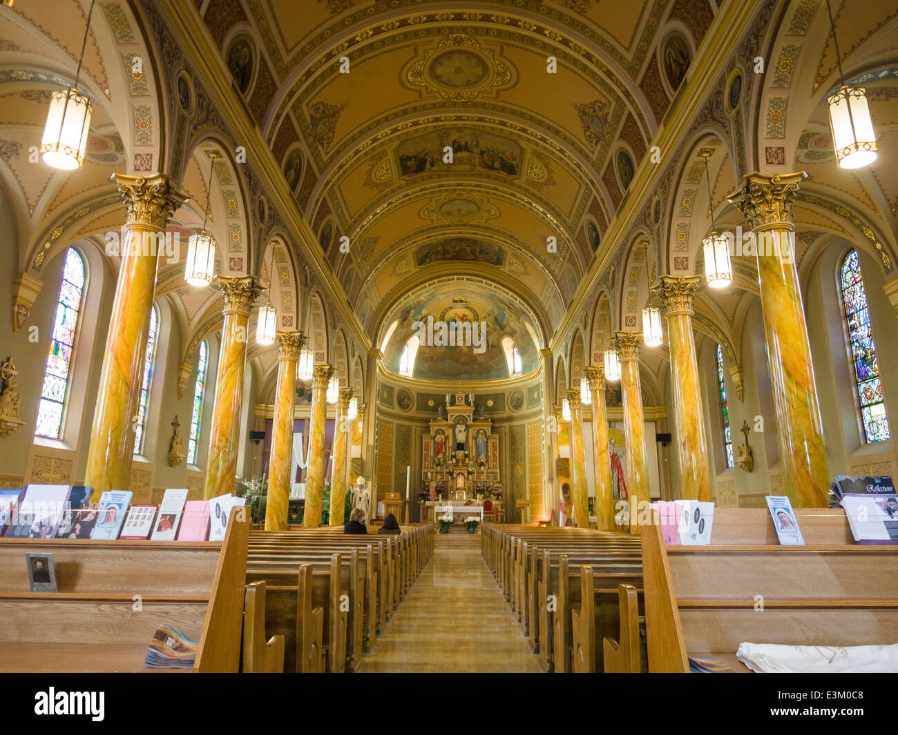 Centre Aisle of St Stanislaus RC Polish Church. The ornate and highly ...