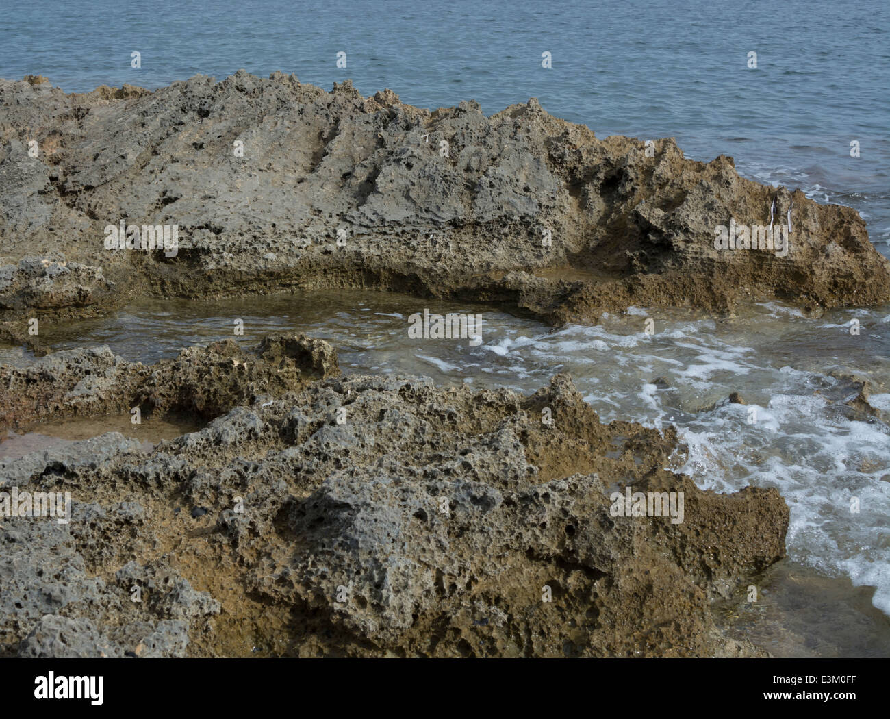 Limestone rock with salt erosion, north Mallorca, Balearic islands ...