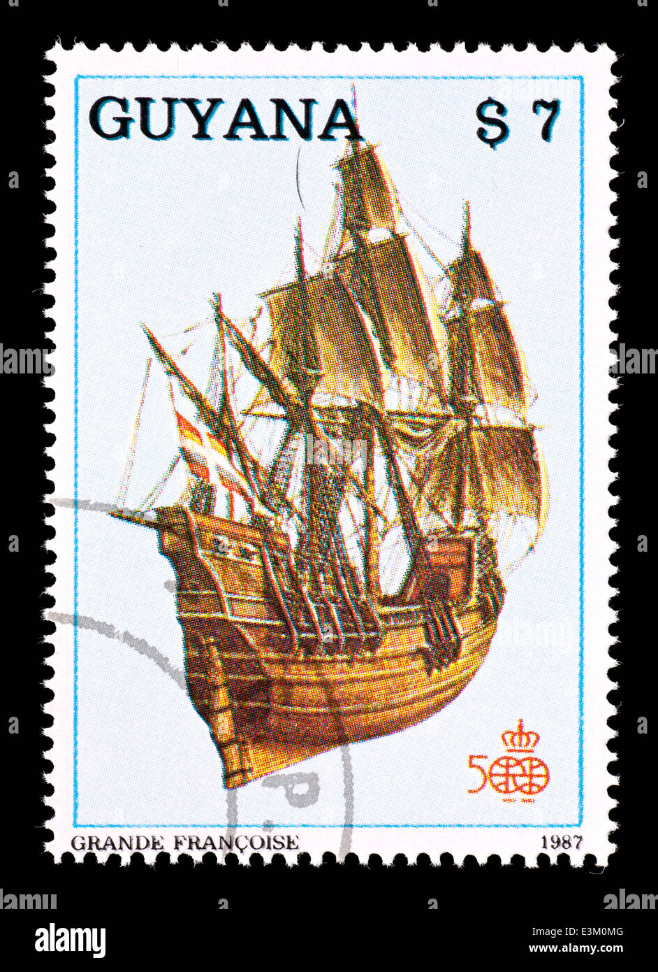 Postage stamp from Guyana depicting the Grande Francoise Stock Photo ...