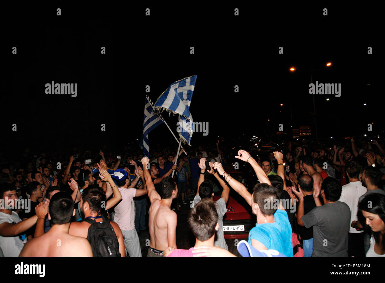 Thessaloniki, Greece. 25th June, 2014. Greeks celebrate the victory ...