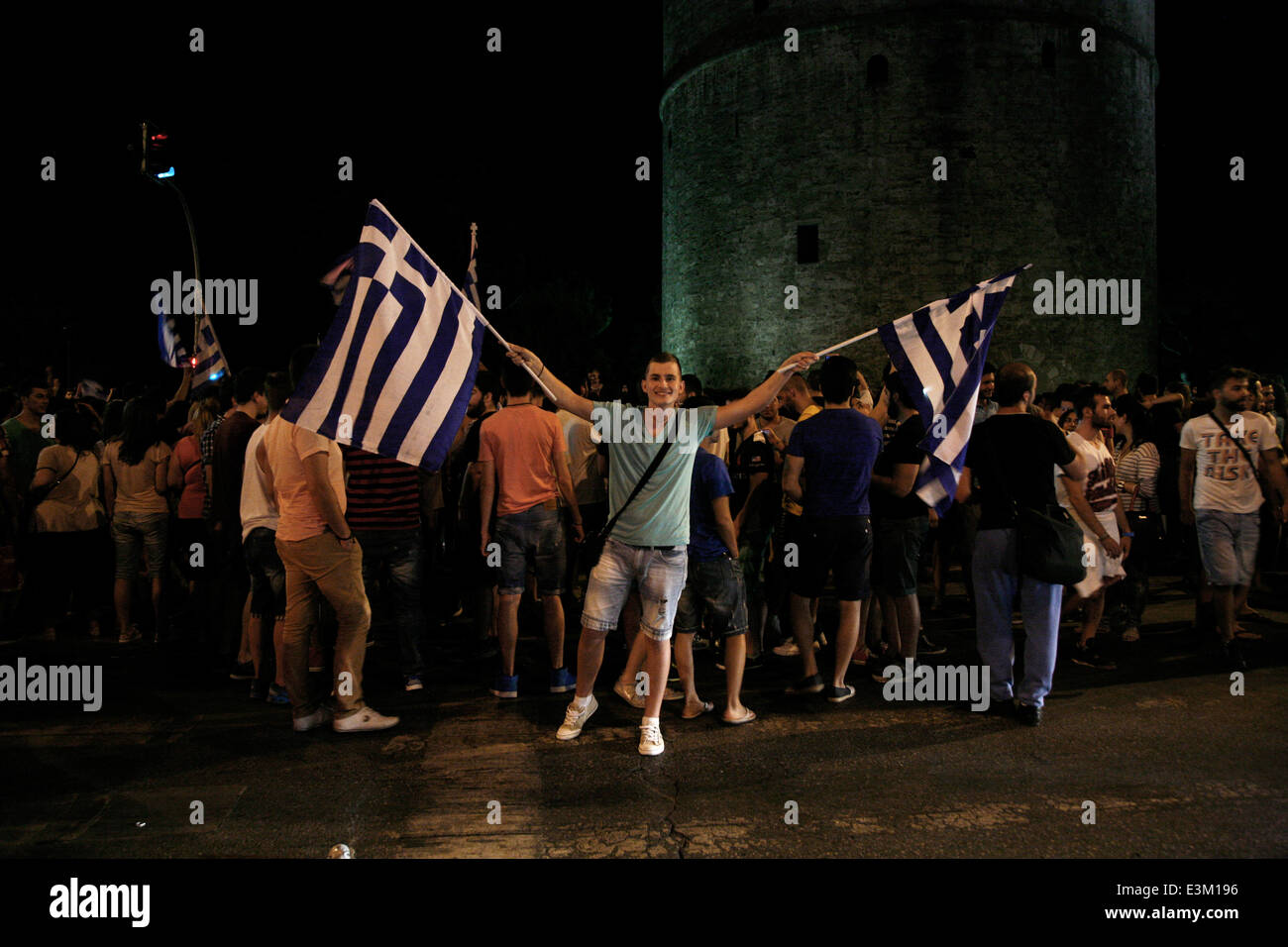 Thessaloniki, Greece. 25th June, 2014. Greeks celebrate the victory ...