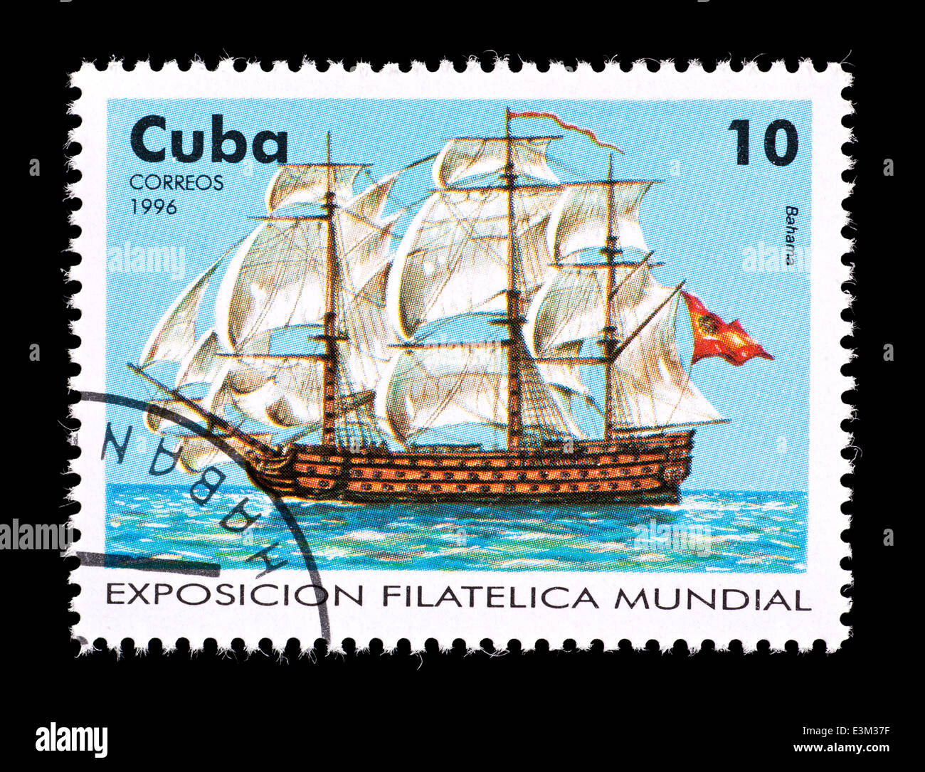 Postage stamp from Cuba depicting the Cuban sailing ship Bahama Stock ...