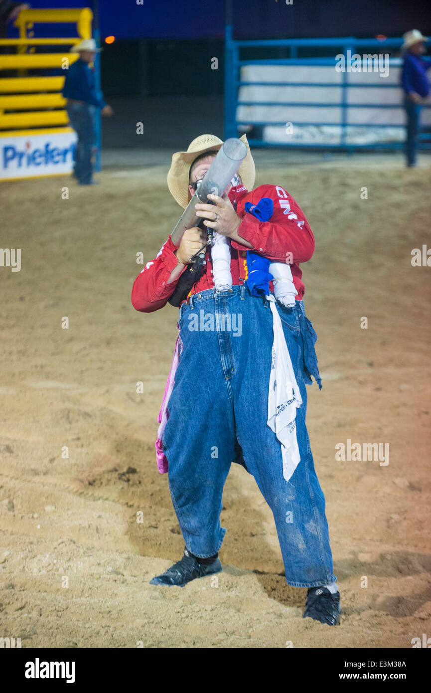 Rodeo Clown performing in the Helldorado days Rodeo , A professional ...