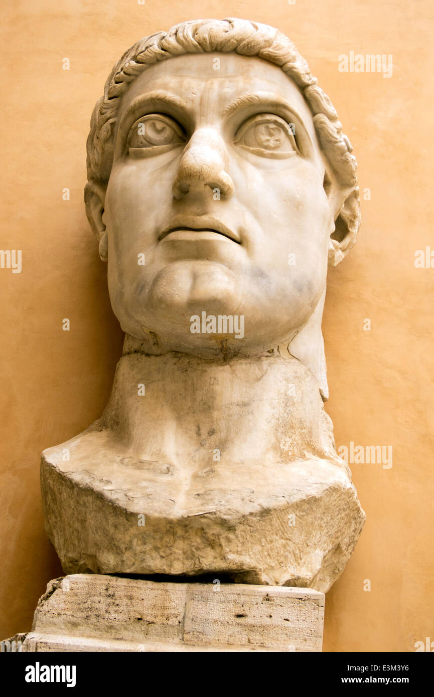 Sculptured head of the Emperor Constantine standing in the Capitoline ...
