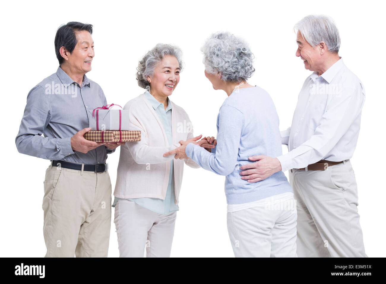 Senior friends sending gifts Stock Photo - Alamy