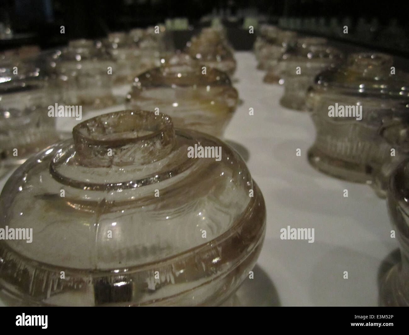 Glass lamps, a traditional craft, are displayed at Boyer Chute National ...