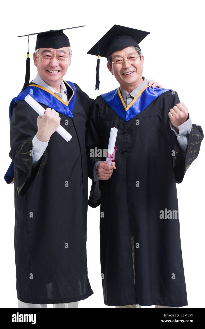 Senior students cheering for graduation Stock Photo - Alamy