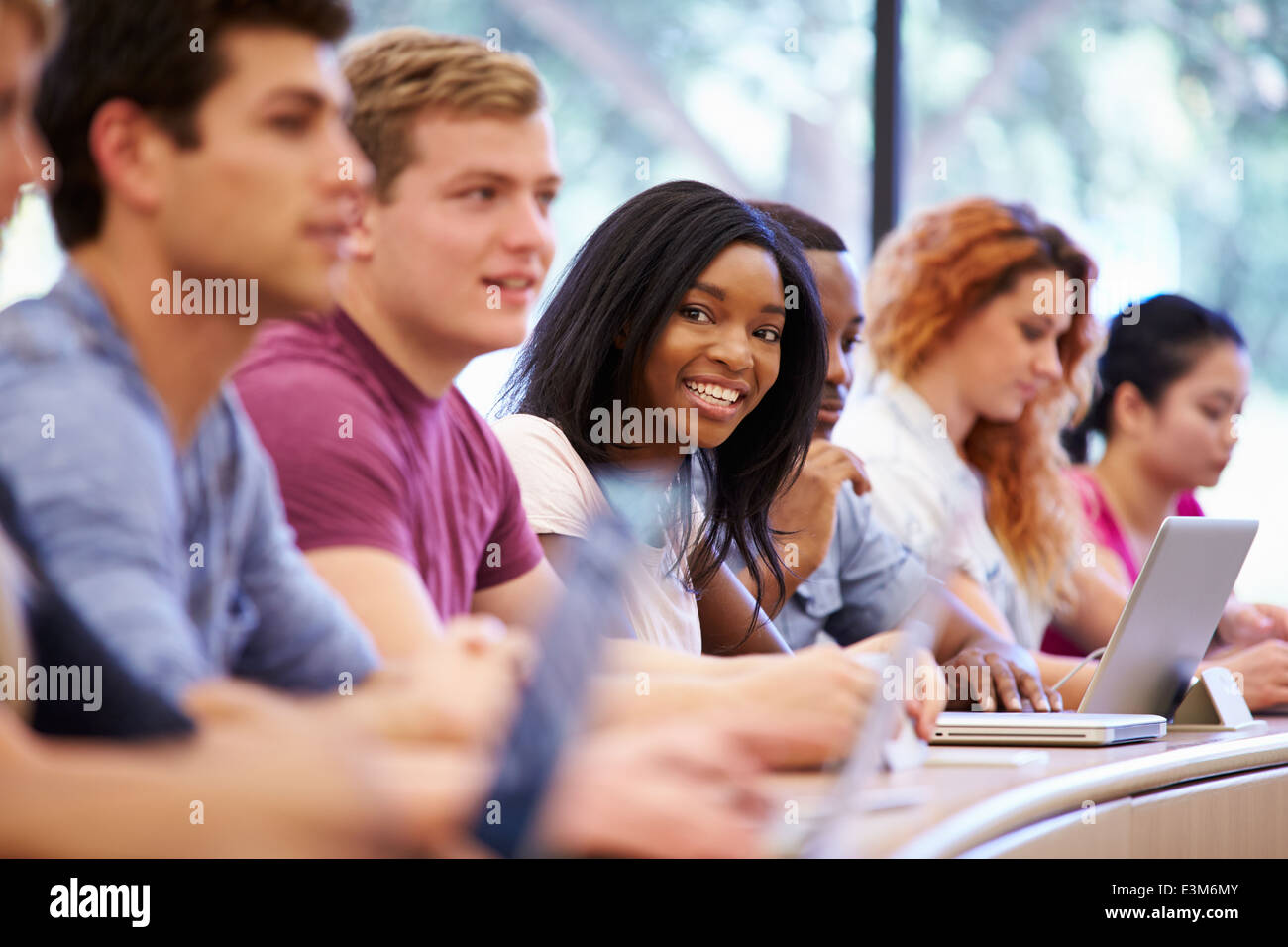 Class Of University Students Using Laptops In Lecture Stock Photo - Alamy