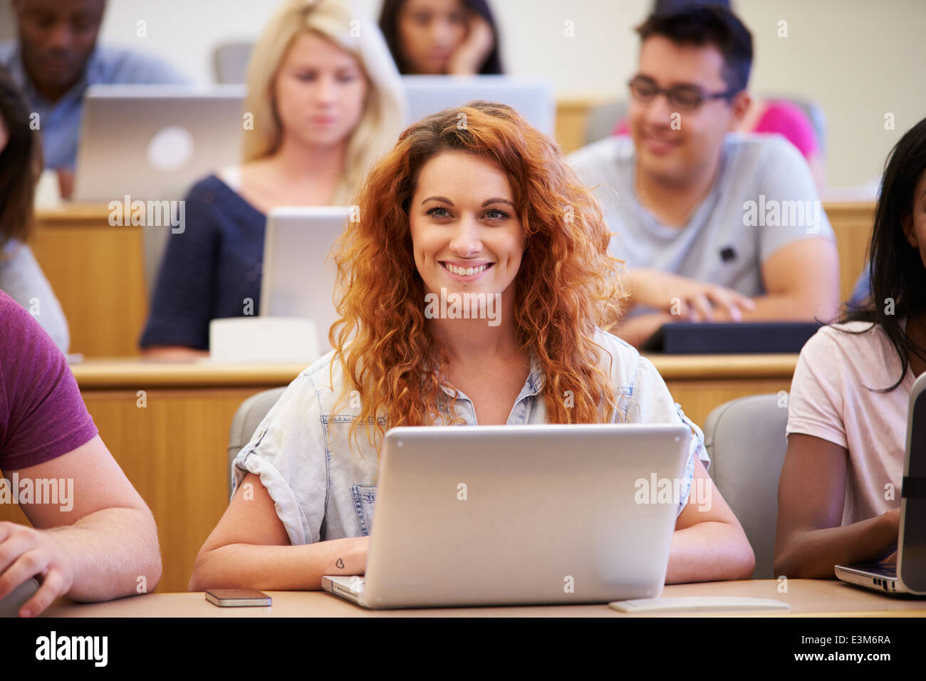 Female University Student Using Laptop In Lecture Stock Photo - Alamy
