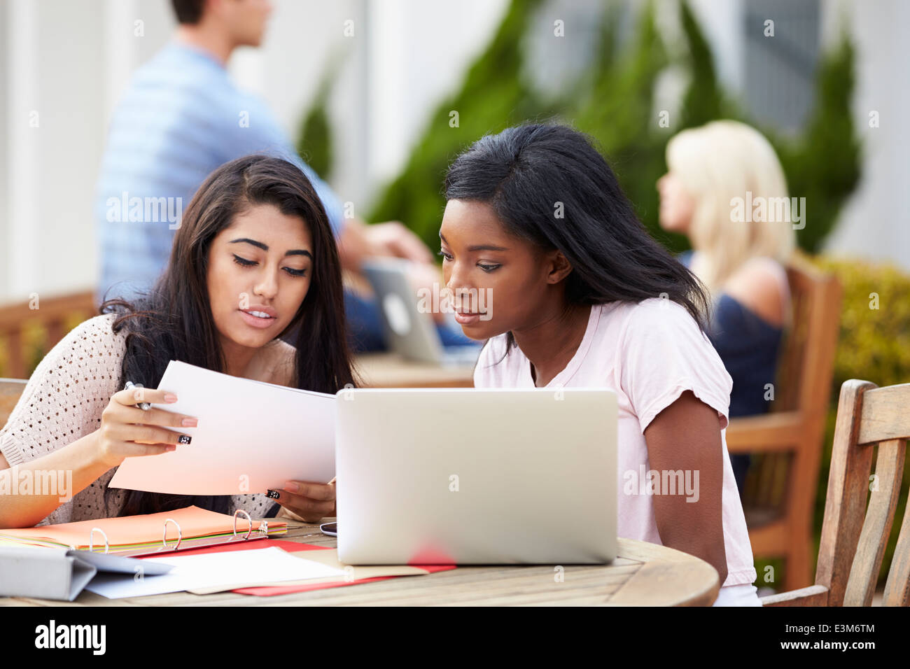College Students Working Together Outside