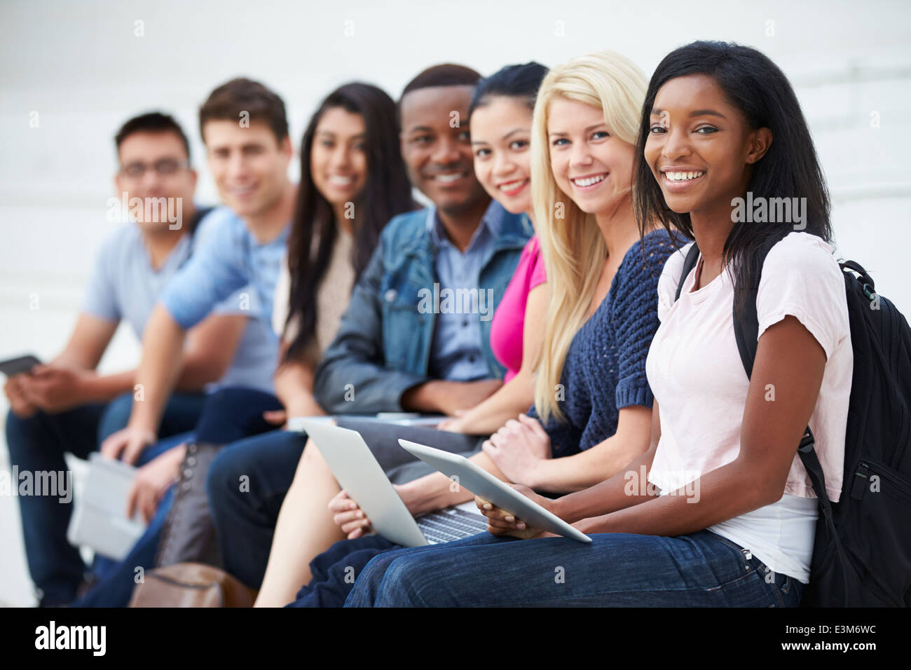 Portrait Of University Students Outdoors On Campus Stock Photo - Alamy